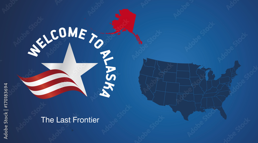 Welcome to Alaska USA map banner logo icon Stock Vector | Adobe Stock