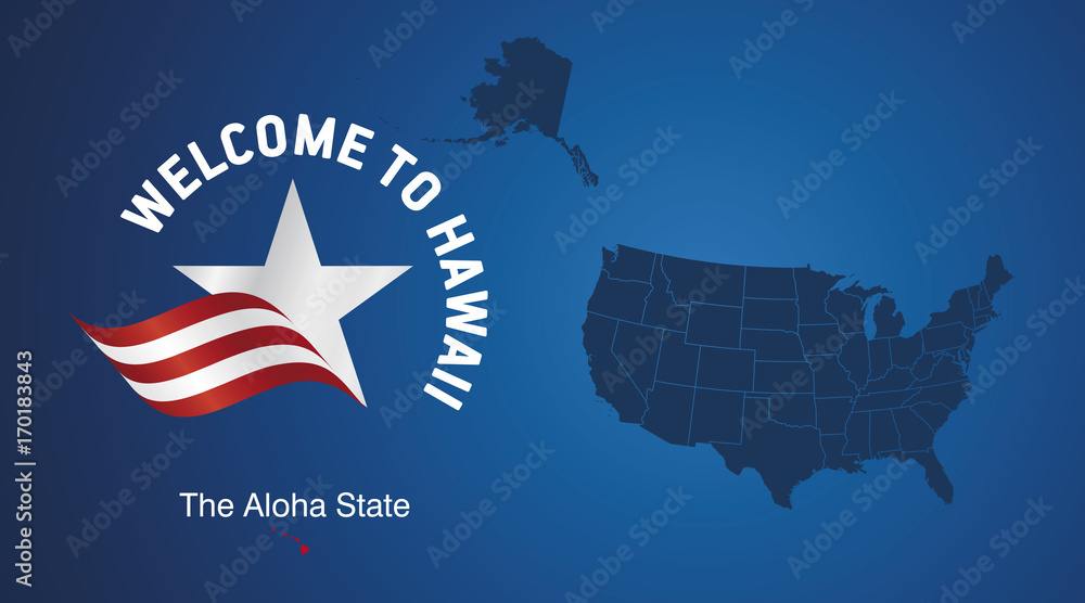 Welcome to Hawaii USA map banner logo icon Stock Vector | Adobe Stock