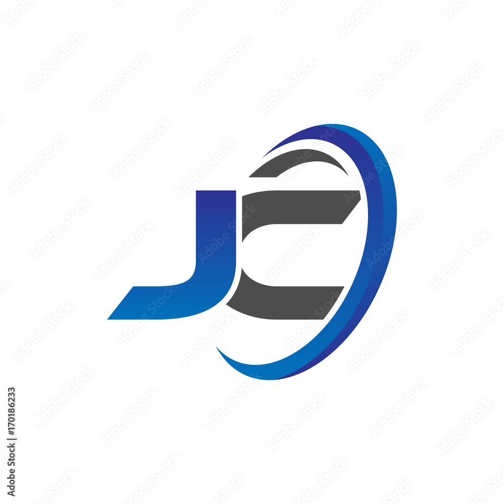 vector initial logo letters jc with circle swoosh blue gray Stock ...