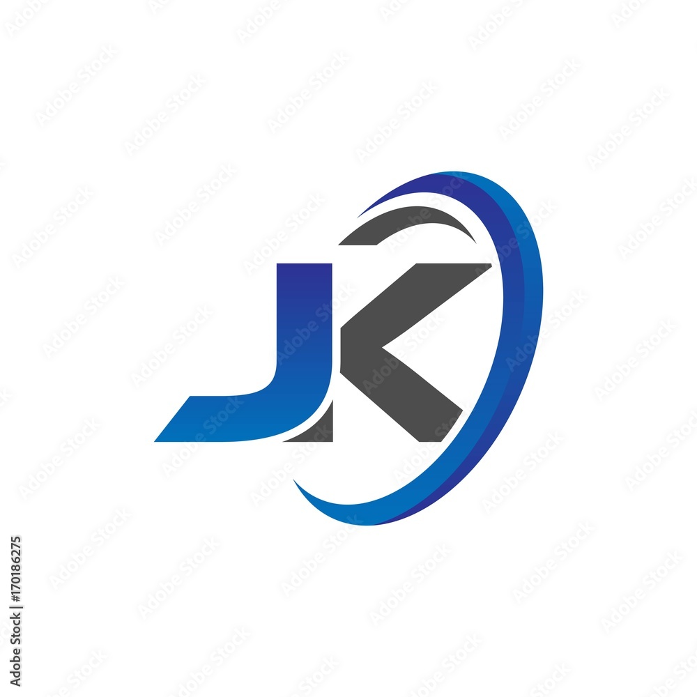 vector initial logo letters jk with circle swoosh blue gray Stock ...