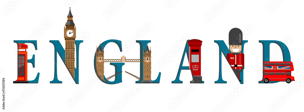 Travel infographic.England infographic, England lettering and famous ...