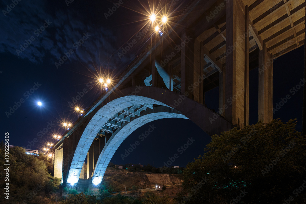 Grand Hrazdan Bridge Yerevan, Armenia.The Kievyan Bridge bottom view ...