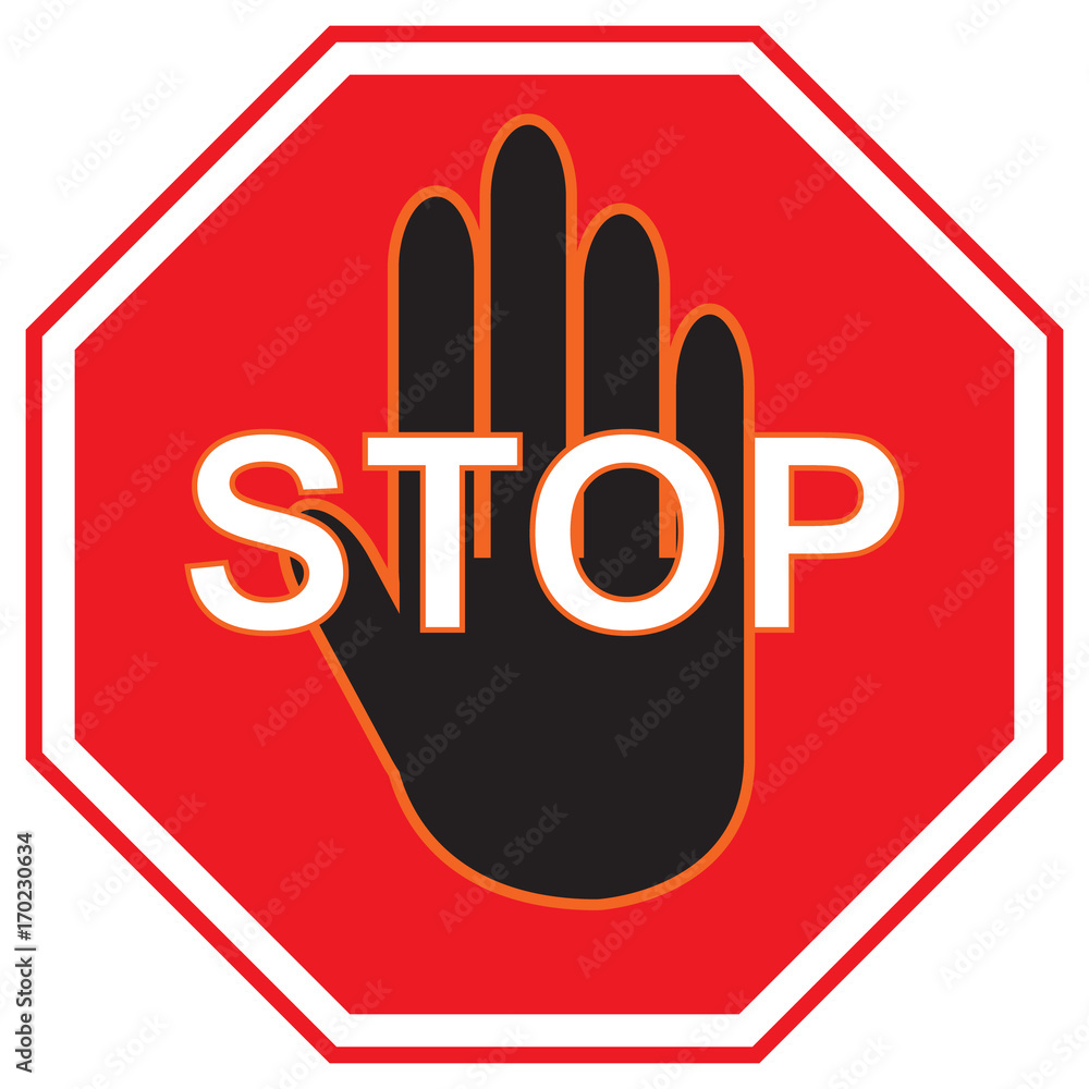 Vector stop sign icon or Red stop sign icon with text flat icon and ...
