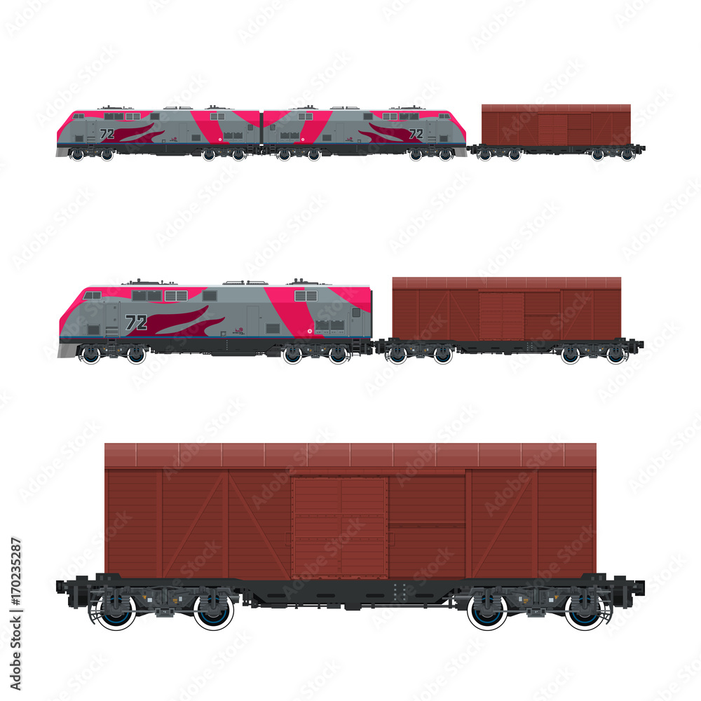 Pink Locomotive with Closed Wagon , Train, Railway and Cargo Transport ...