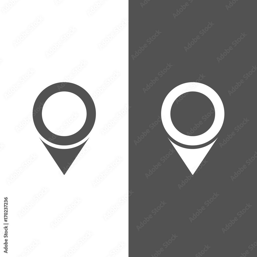 Isolated location icon for maps on a black and white background Stock ...