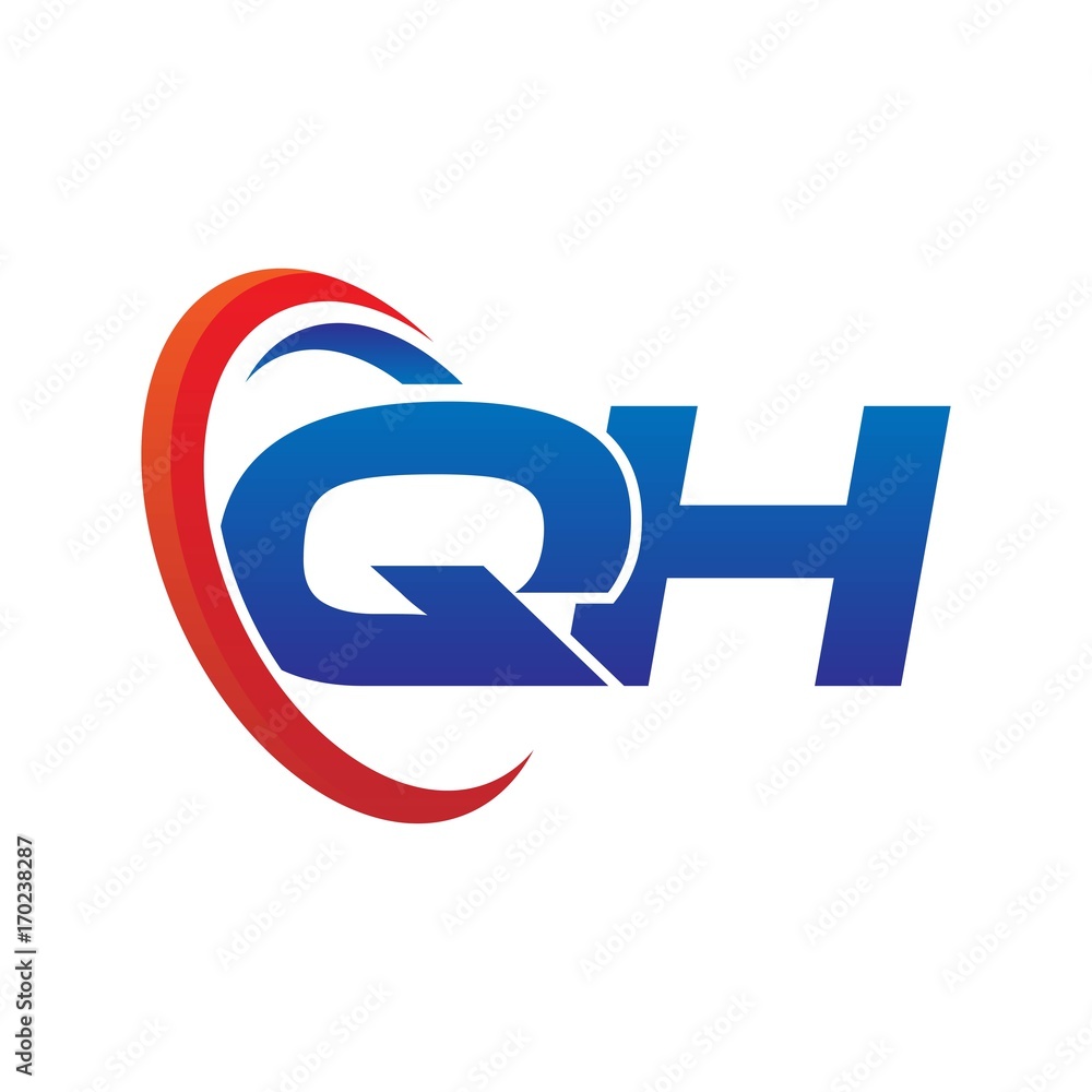 modern dynamic vector initial letters logo qh with circle swoosh red ...