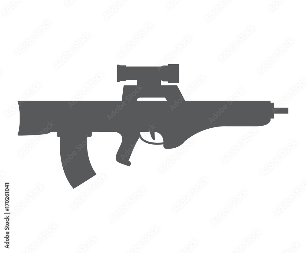 Firearms a vector in flat style. Automatic rifle, machine gun.Assault ...