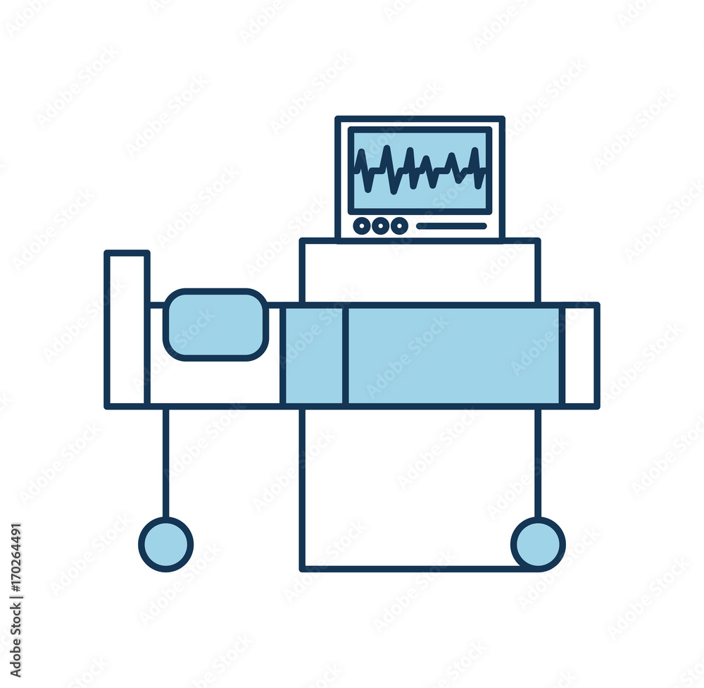 hospital interior with heart rate monitor bed medical equipment vector ...