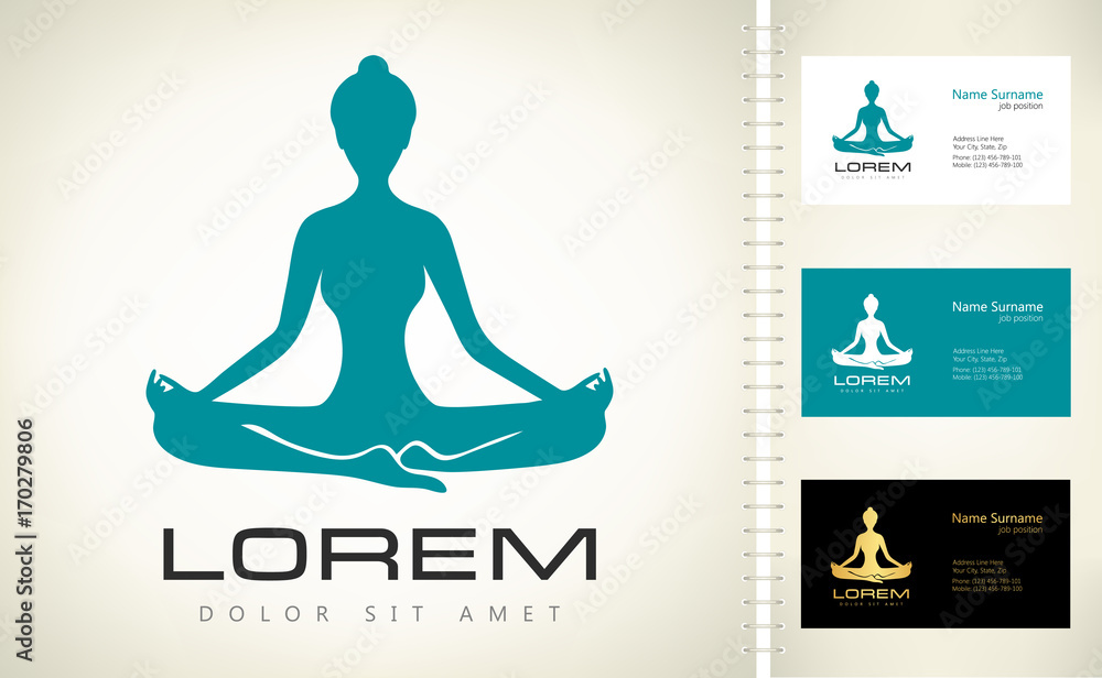 Meditation woman logo. Yoga pose vector. Lotus yoga pose - Padmasana ...
