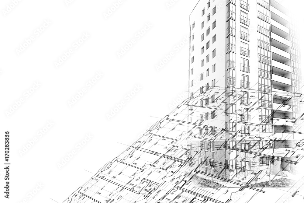 Background- architectural sketch drawing Stock Illustration | Adobe Stock