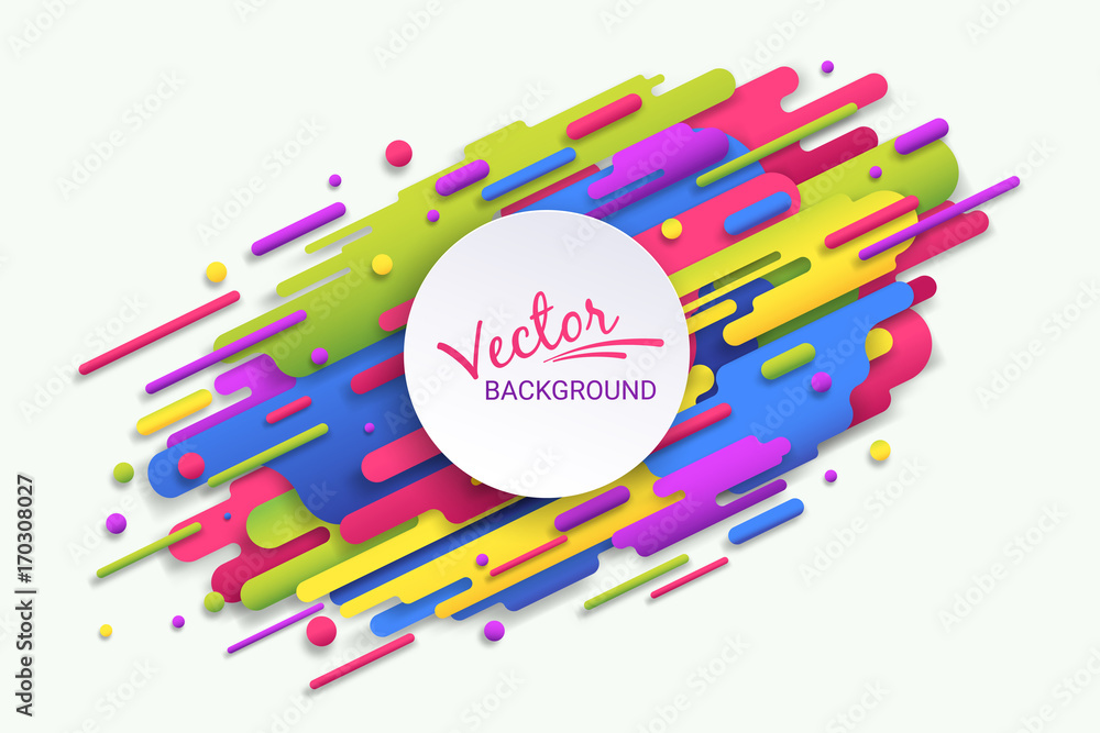 Bright colored shapes on a white background. Effect of motion of ...