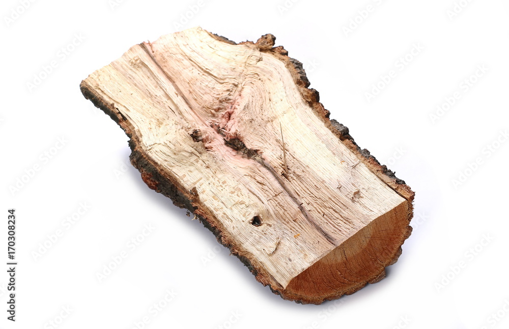 oak stump, log fire wood isolated on white background with clipping ...