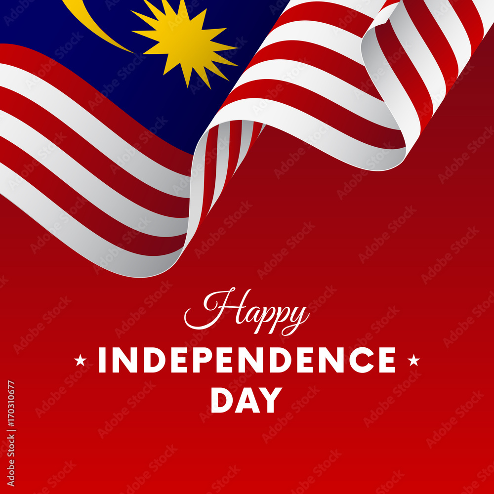 Banner or poster of Malaysia independence day celebration. Waving flag ...