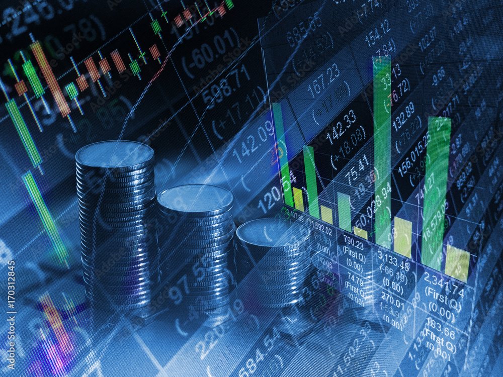 Financial stock market exchange, business report concept background ...