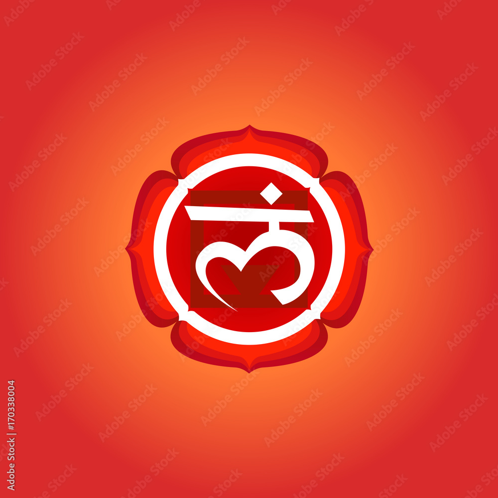 Muladhara colored symbol. Chakra red, isolated object, banner, poster ...