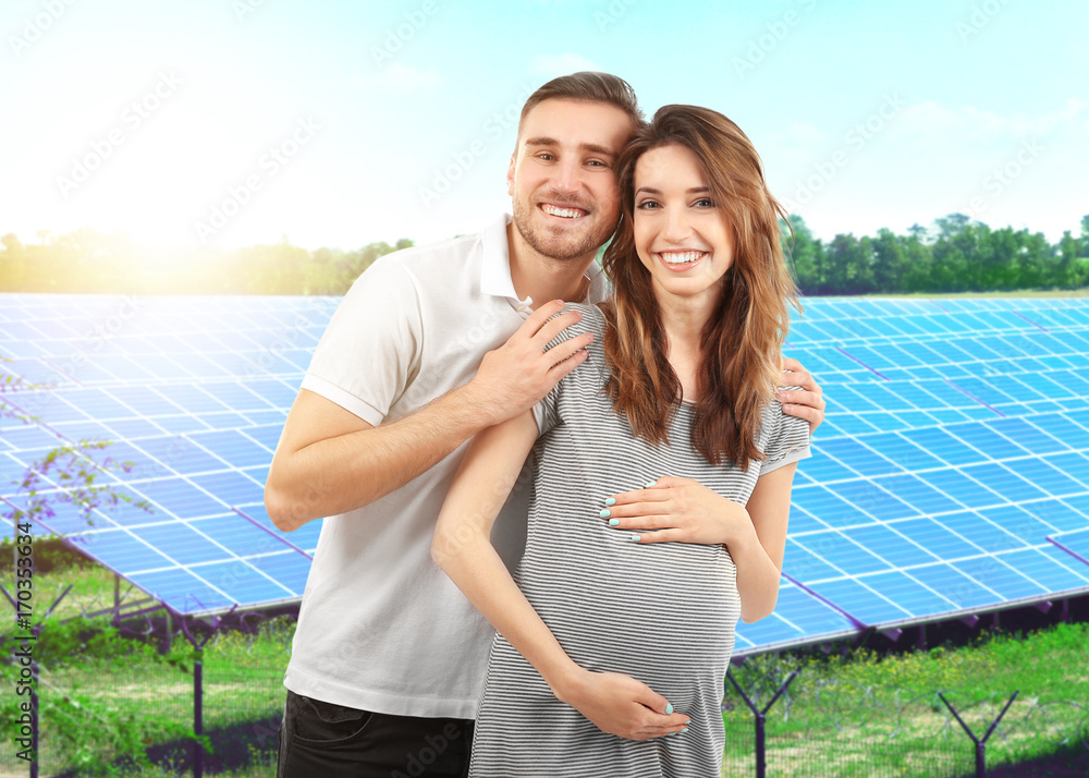 Happy family expecting baby isolated on white Stock Photo | Adobe Stock
