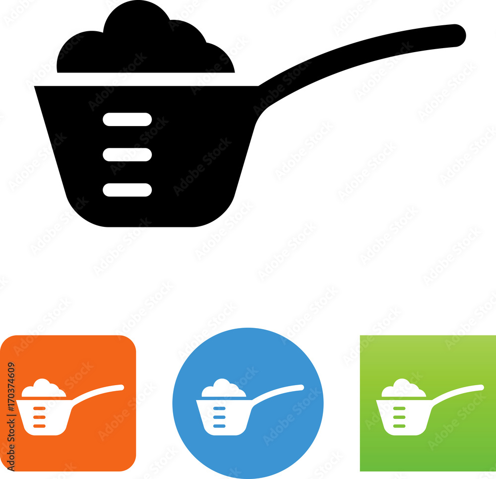 Measuring Cup With Scoop of Ingredients Icon Stock Vector | Adobe Stock