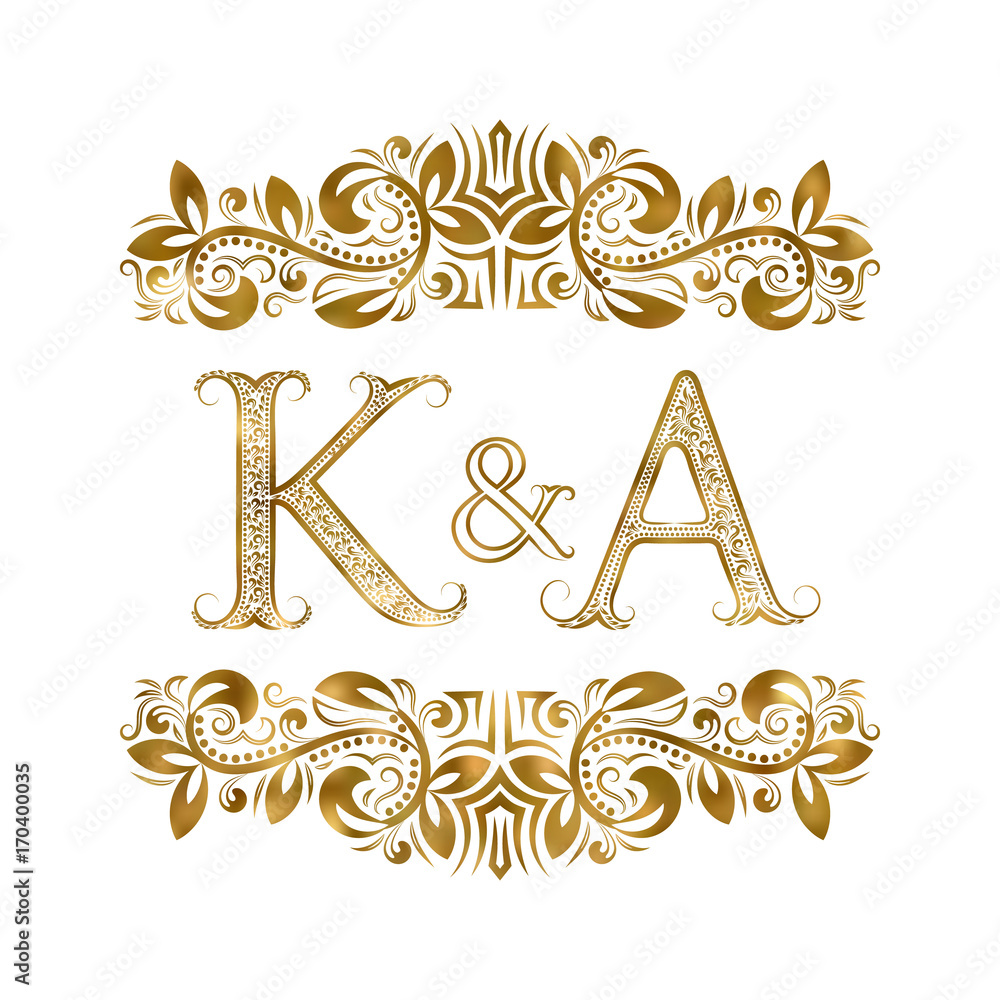 K and A vintage initials logo symbol. The letters are surrounded by ...