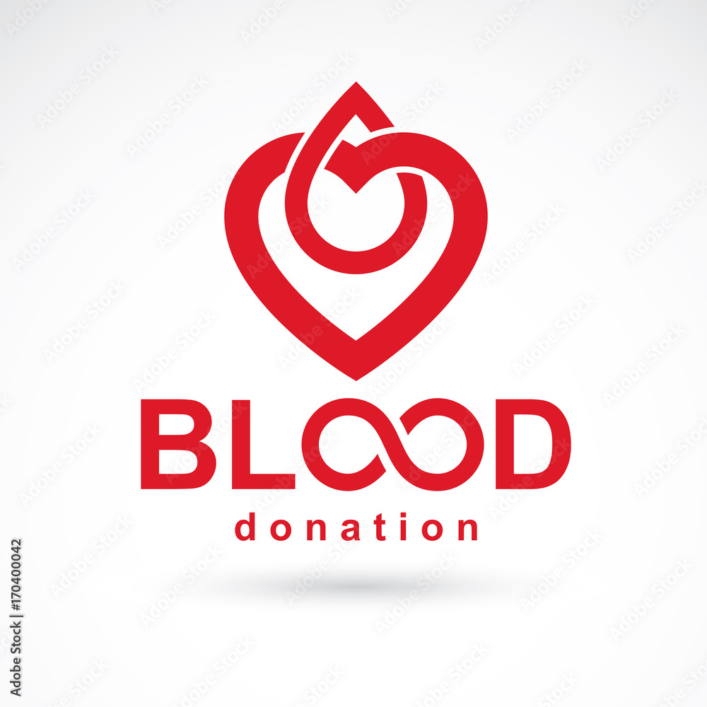 Blood donation inscription isolated on white and created with vector ...