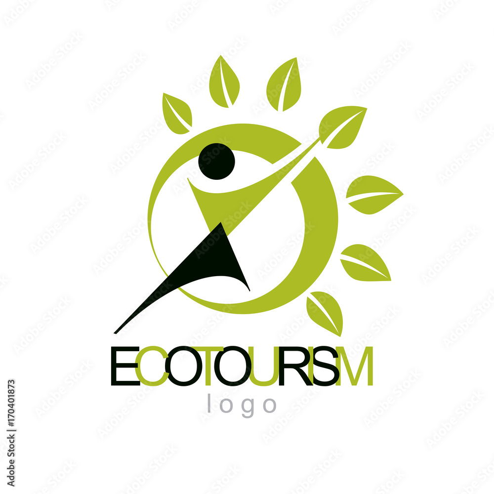 Vector illustration of excited abstract man with raised reaching up ...