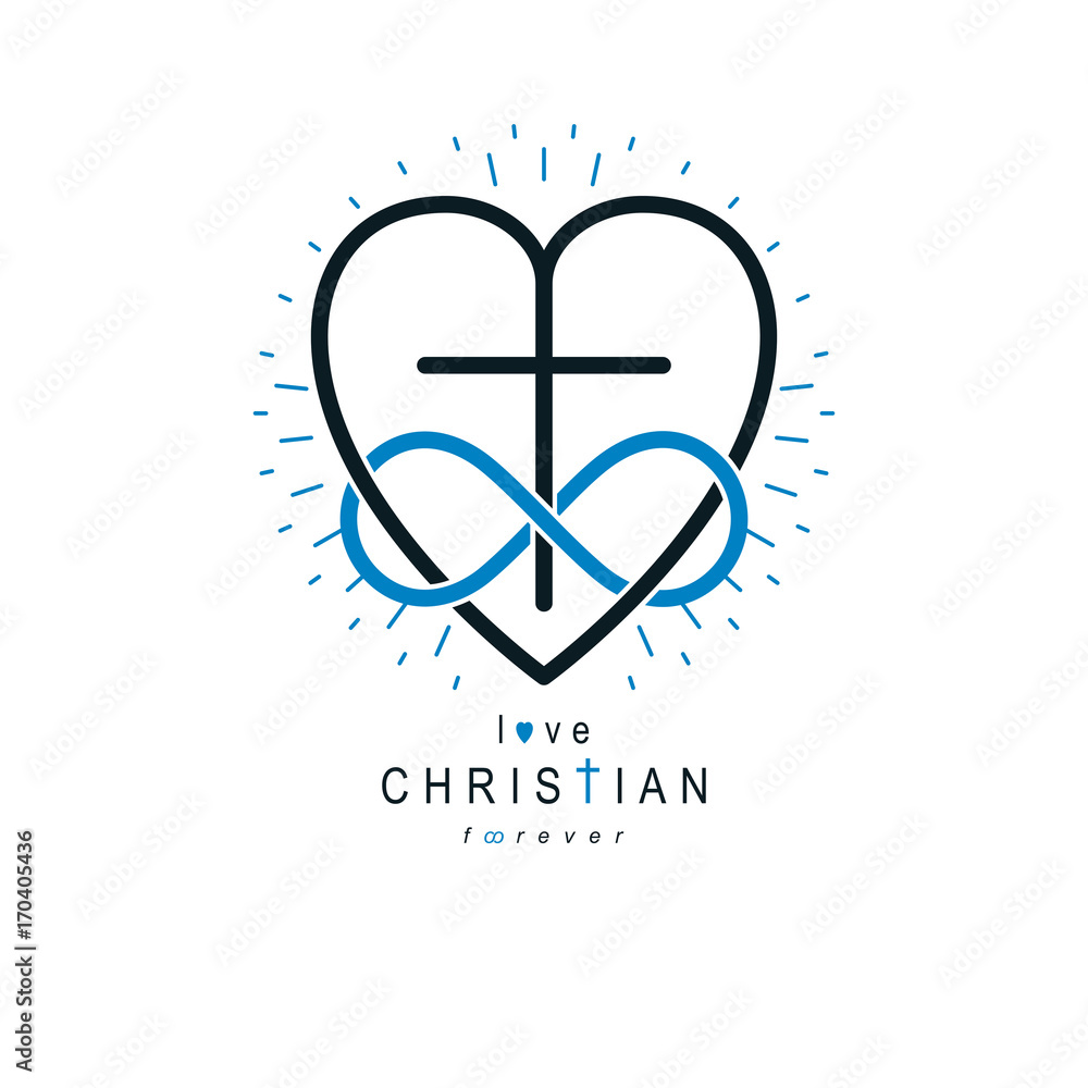 Immortal Love of God conceptual symbol combined with infinity loop sign ...