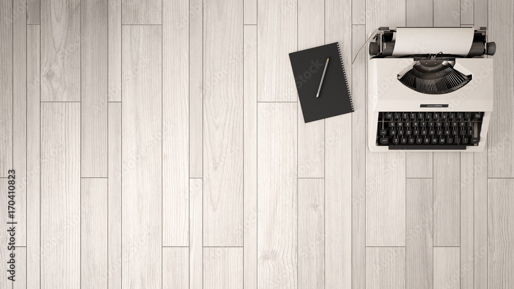 Desk for writer. workplace organization background. Top view with ...