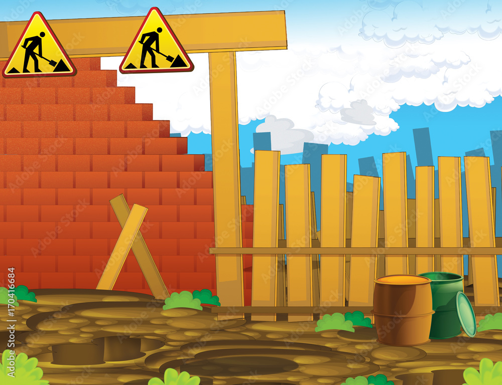 Cartoon Construction Site Background
