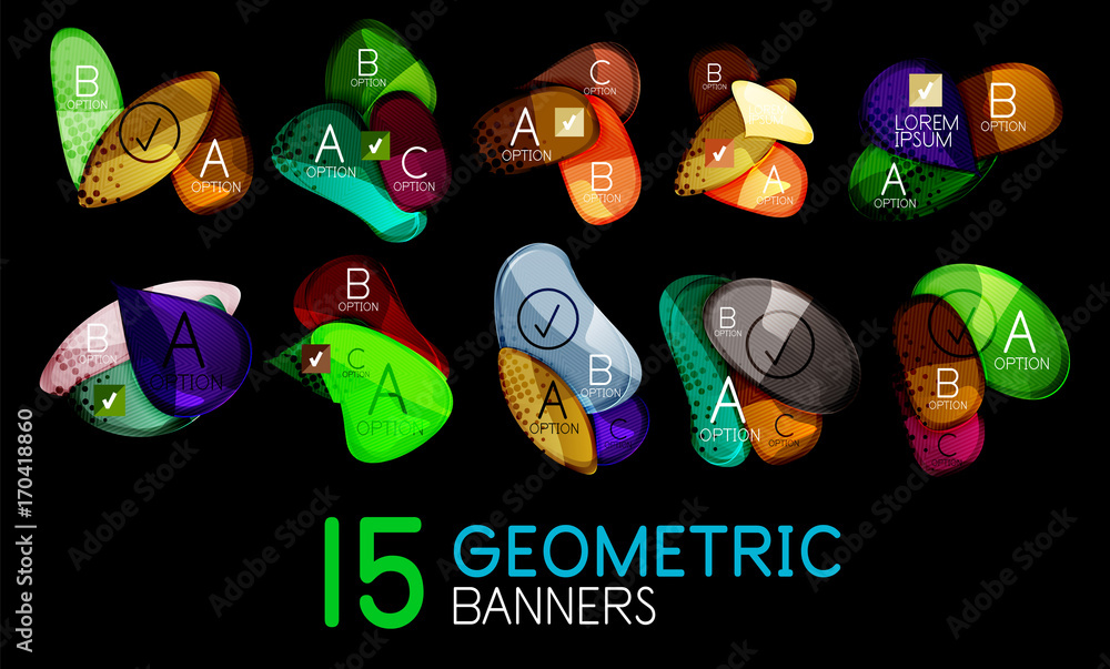 Collection of colorful jelly overlapping shapes with text Stock Vector ...