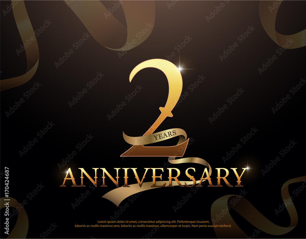 2 year anniversary celebration logotype template. 2nd logo with ribbons ...