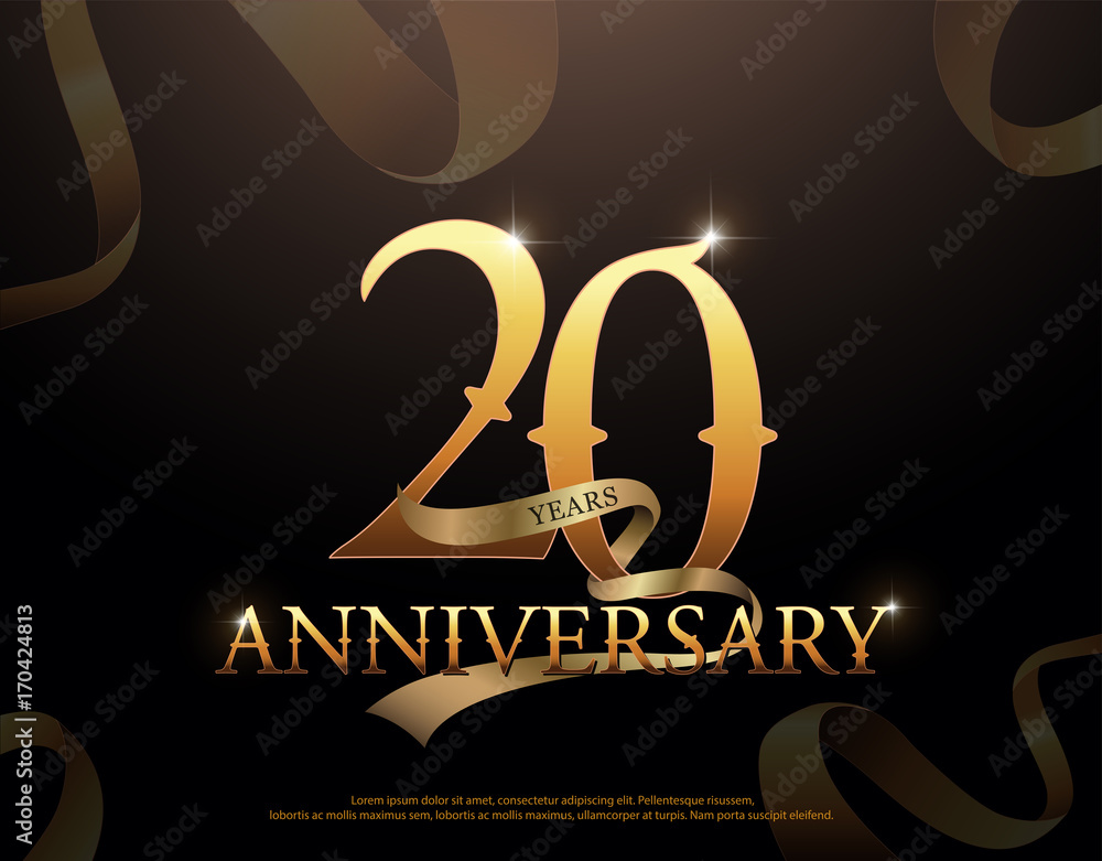 20 year anniversary celebration logotype template. 20th logo with ...