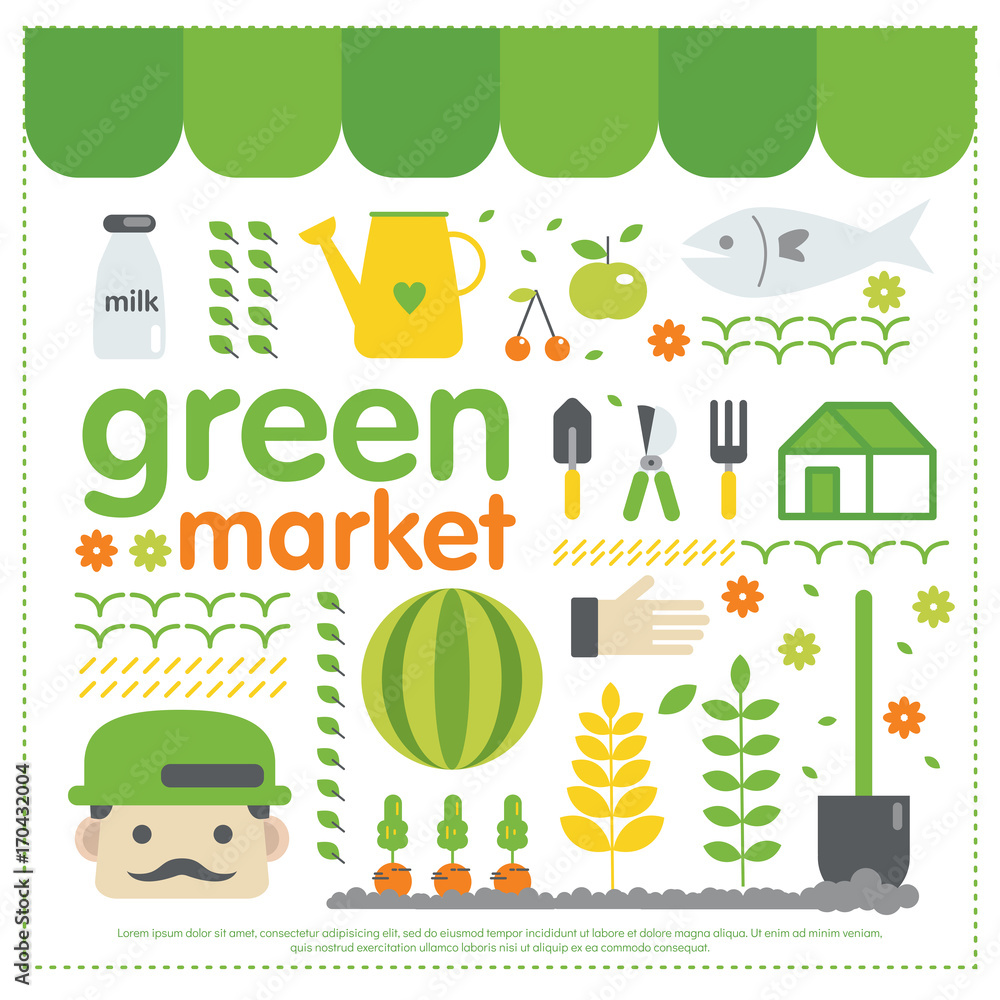 Green market infographic elements. organic clean environment products ...