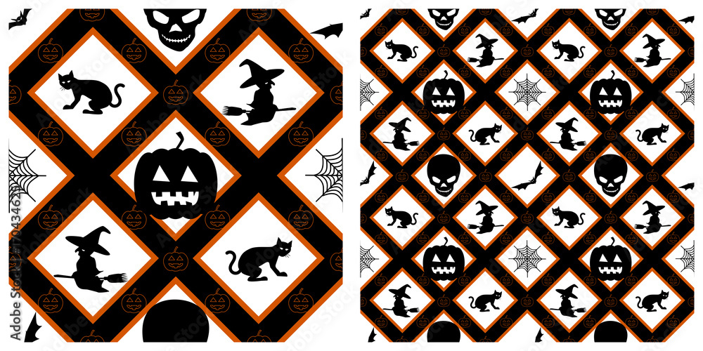 Seamless of Halloween pattern on transparent background. Single pattern ...