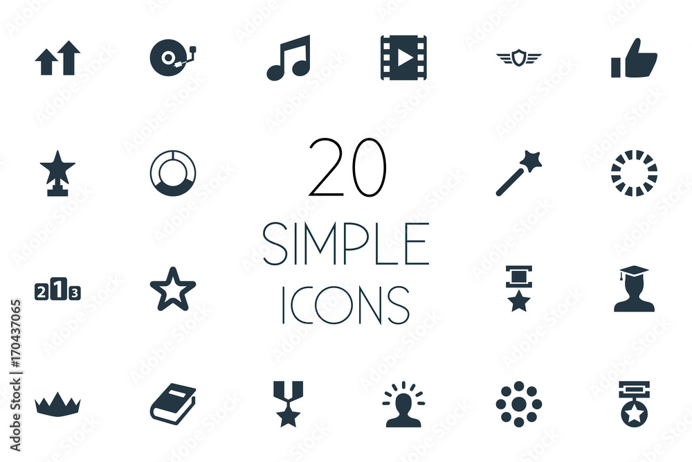 Vector Illustration Set Of Simple Champ Icons. Elements Prize, Waiting ...