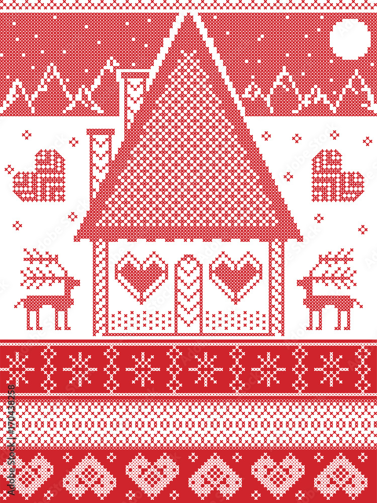 Nordic style, inspired by Scandinavian Christmas pattern illustration ...