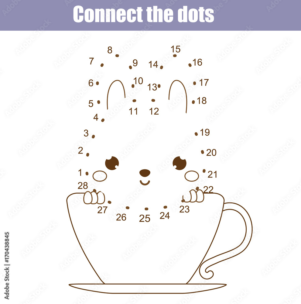 Connect the dots by numbers children educational game. Printable ...