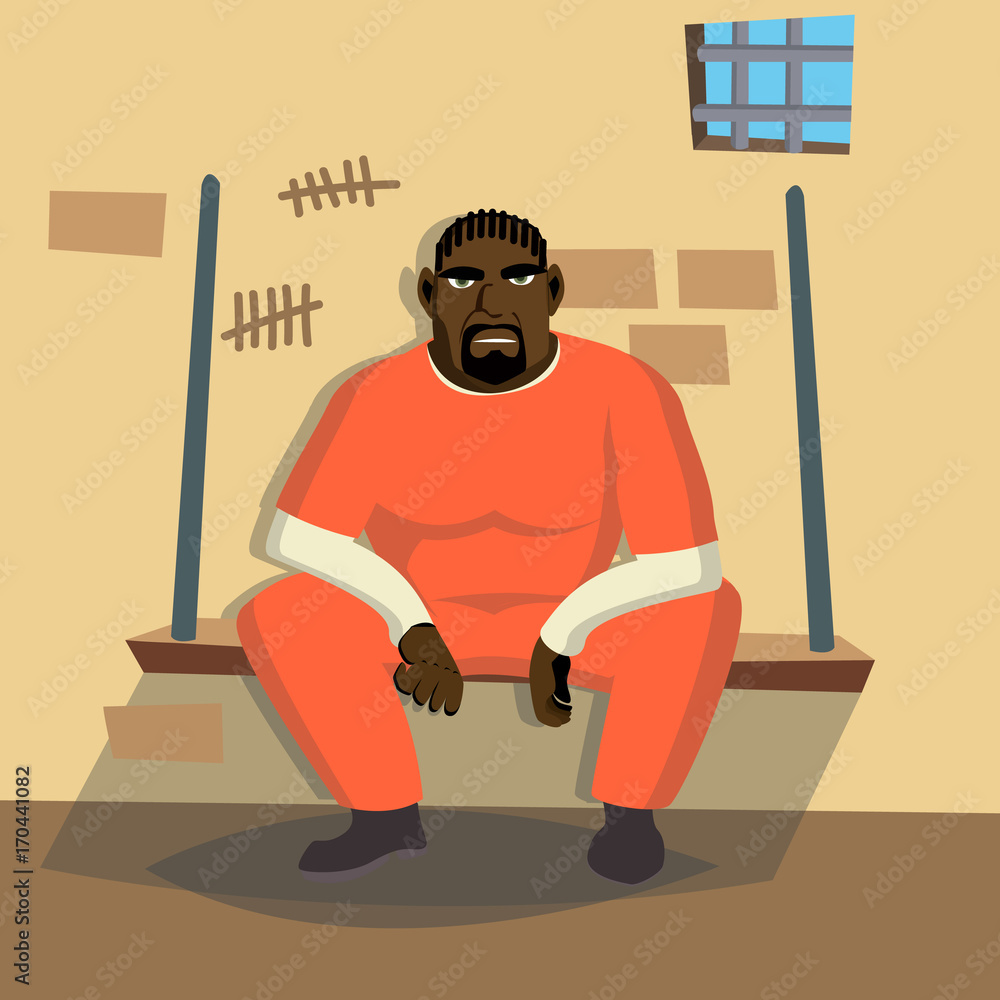 Prisoner Man Vector. Criminal Man Arrested And Locked. Isolated Flat ...