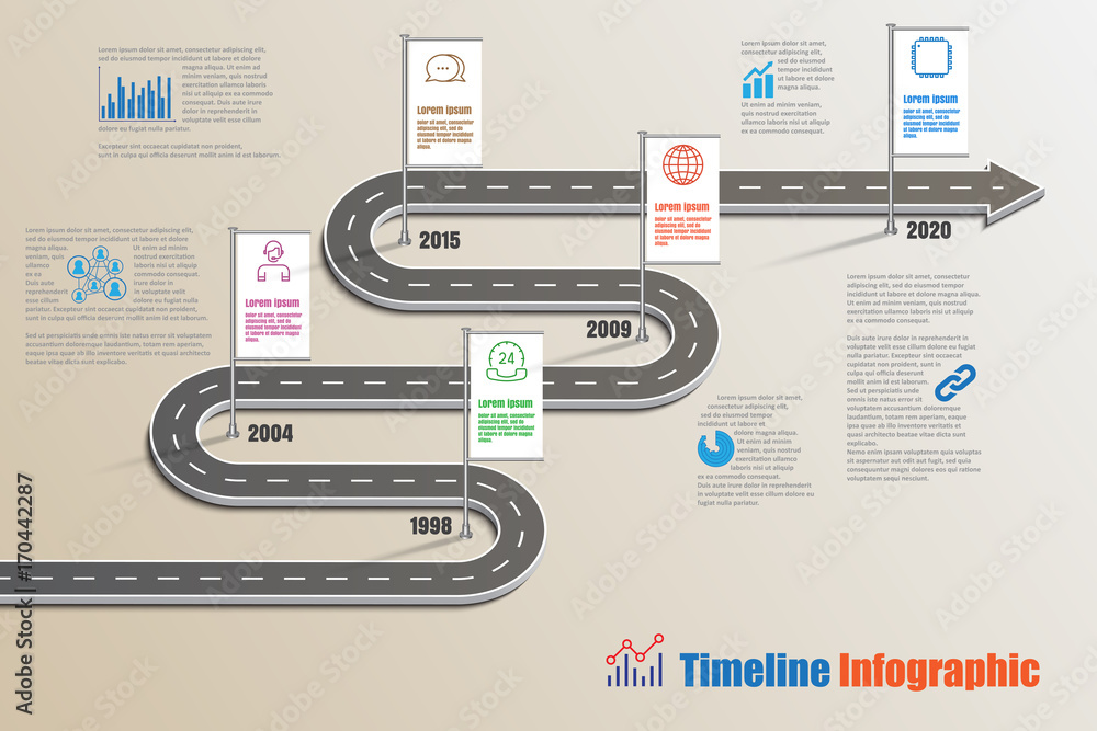 Business road map milestone timeline infographic for abstract ...