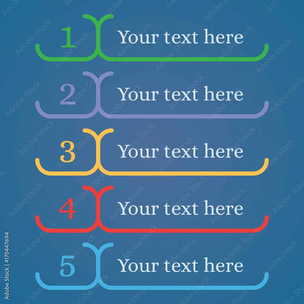 5 steps sequence rank template infographic chart with color line style ...