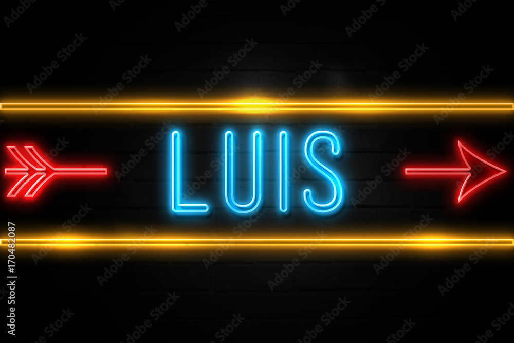 Luis - fluorescent Neon Sign on brickwall Front view ilustración de ...