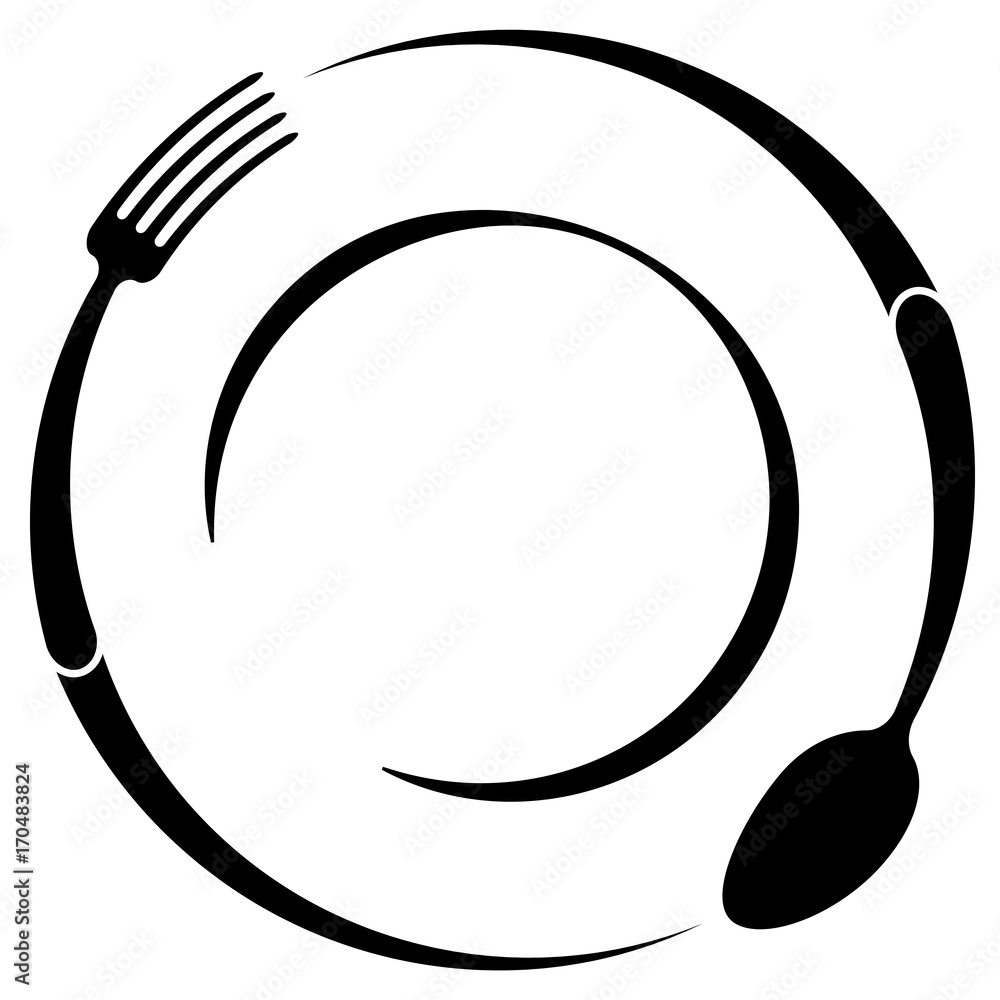 Abstract Logo Of A Cafe Or Restaurant A Spoon And Fork On A Plate A abstract-logo-of-a-cafe-or-restaurant-a-spoon-and-fork-on-a-plate-a