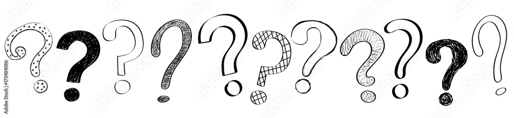 Concept of banner with hand drawn question marks. Vector. Stock Vector ...
