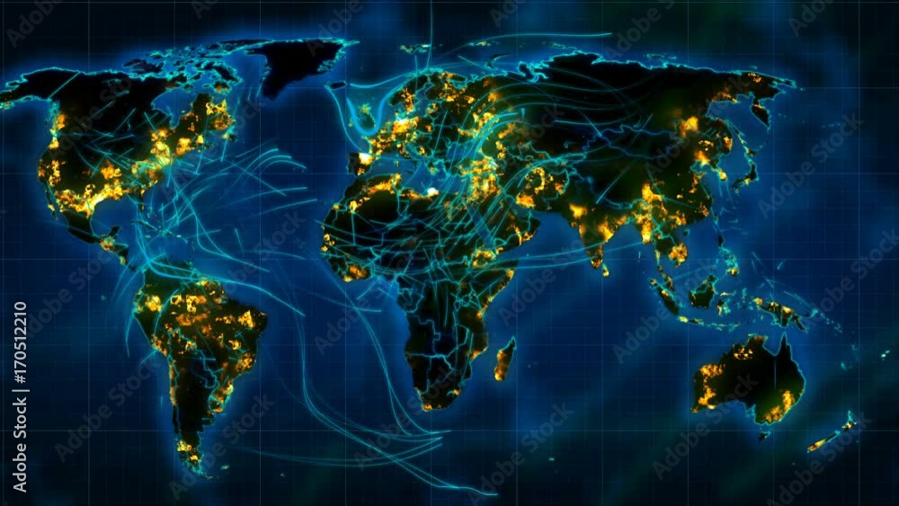 Impressive 3d rendering of the weather world map with illuminated ...