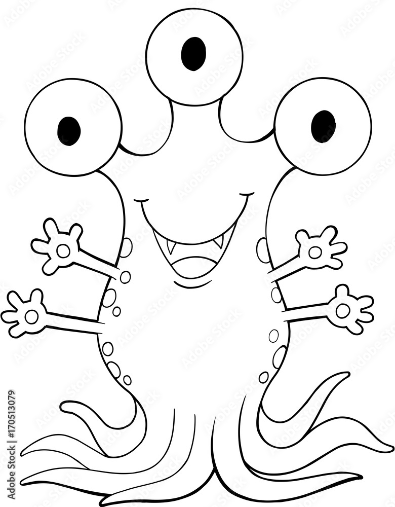 Cute Alien Monster Vector Illustration Art Stock Vector | Adobe Stock