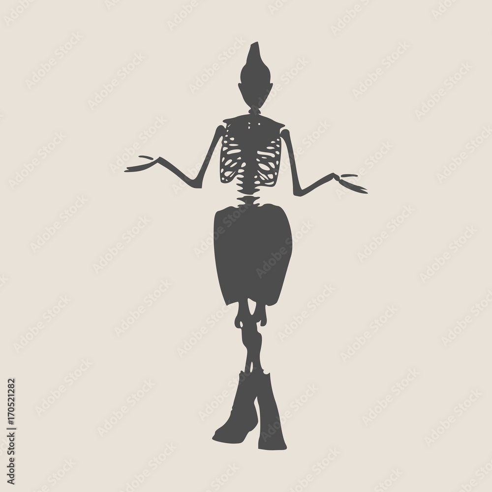 Confused and frowned skeleton standing shrugging shoulders complaining ...