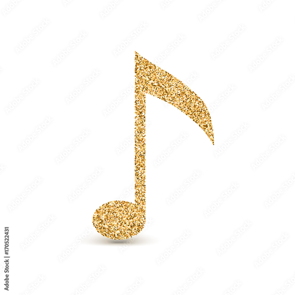 Musical notes icon with glitter effect, isolated on white background ...