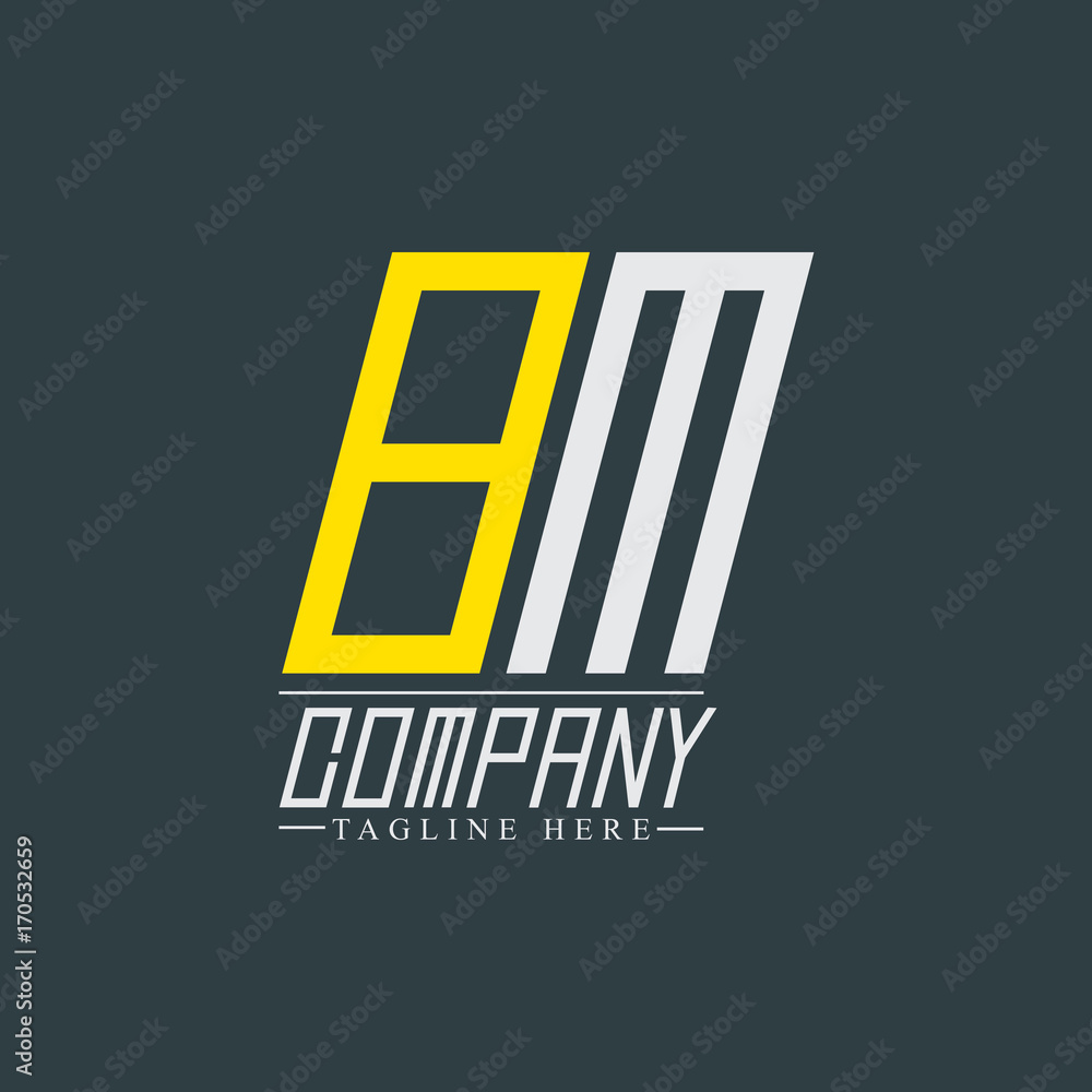 Initial Letter BM 8M Rounded Design Logo Stock Vector | Adobe Stock