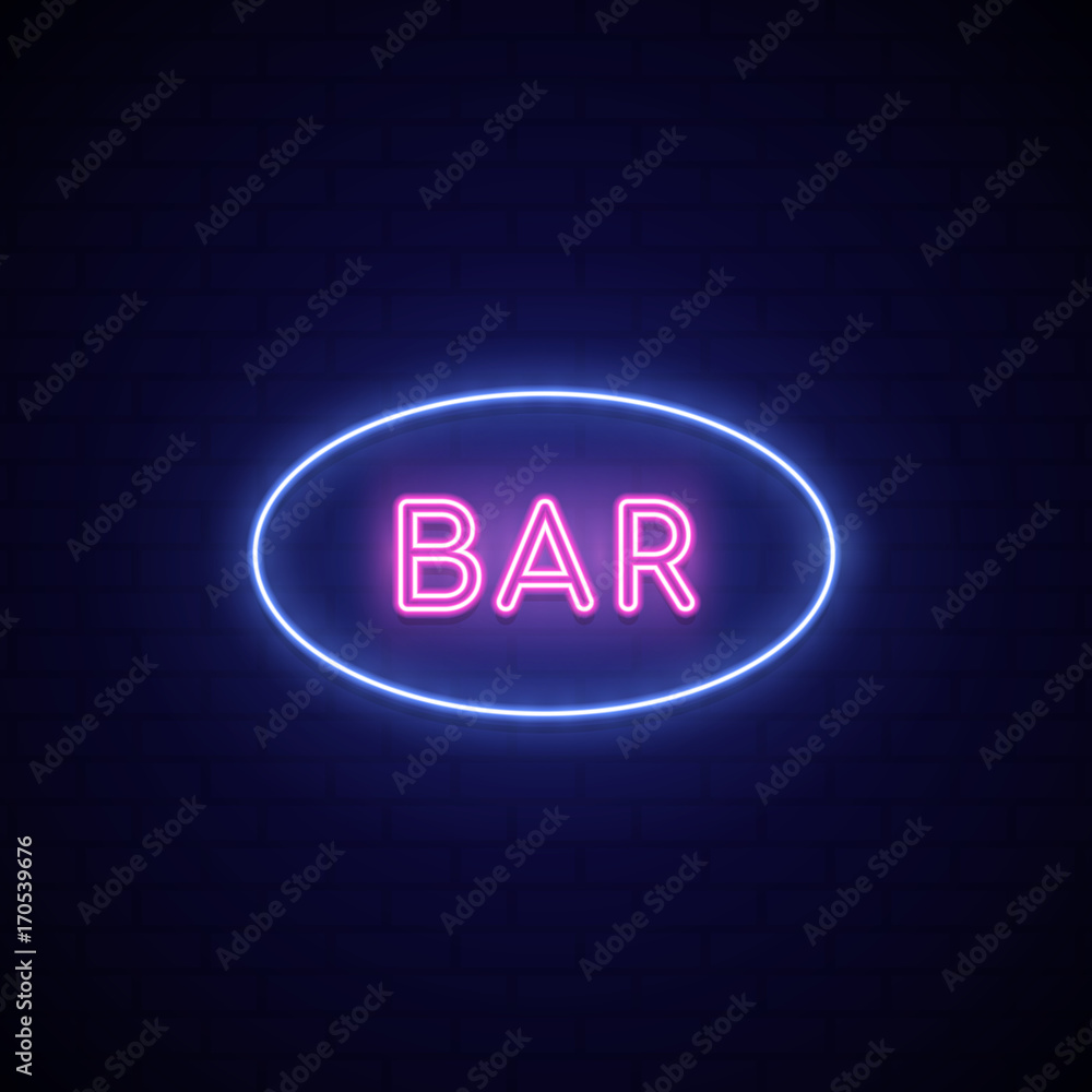 Neon sign Bar. Neon signboard on dark background. Stock Vector | Adobe ...