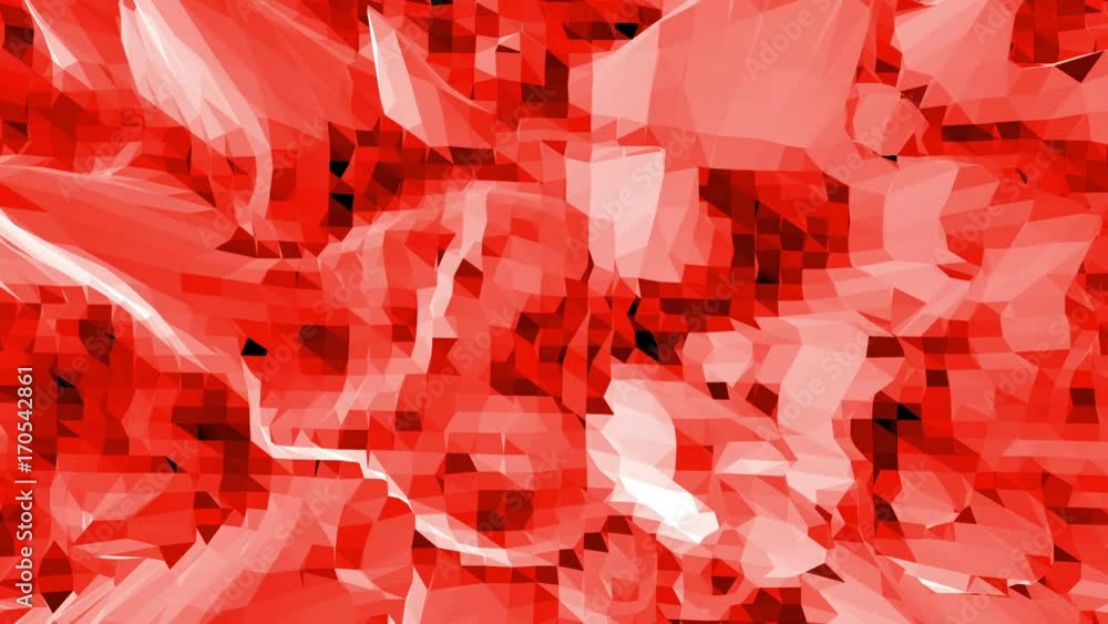 Cartoon modern 3D design. Abstract shining red low poly surface as ...