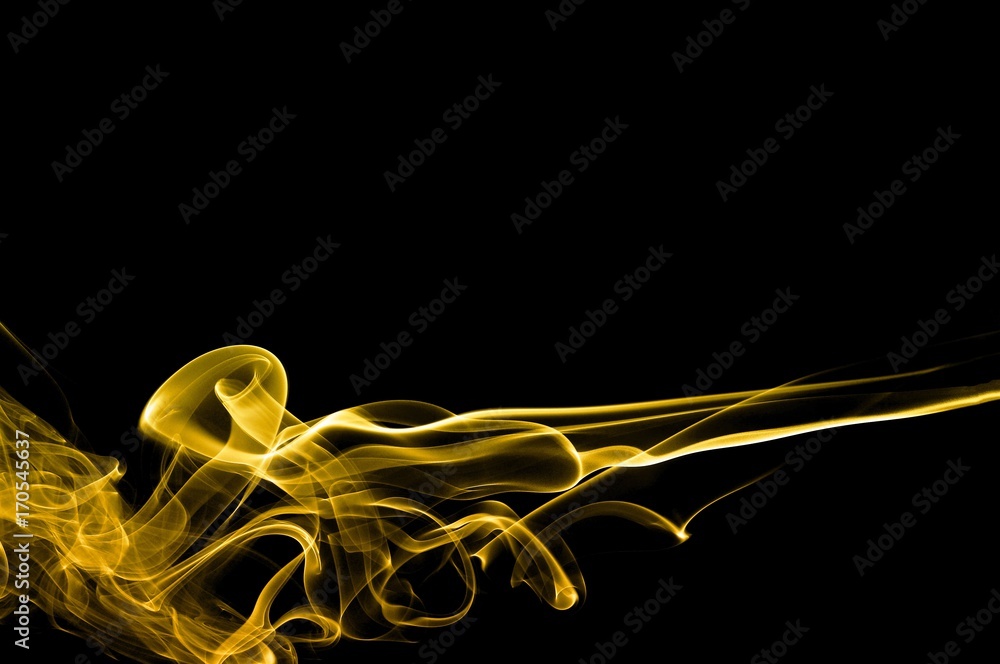 Abstract gold smoke on black background, gold background,gold ink ...