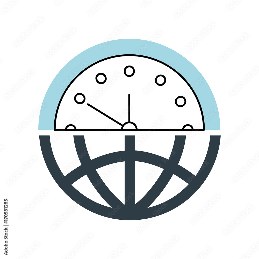 half globe plus half clock meaning time management vector illustration ...